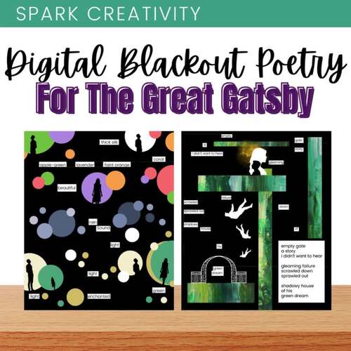 The Great Gatsby Digital Blackout Poetry by Spark Creativity | TPT