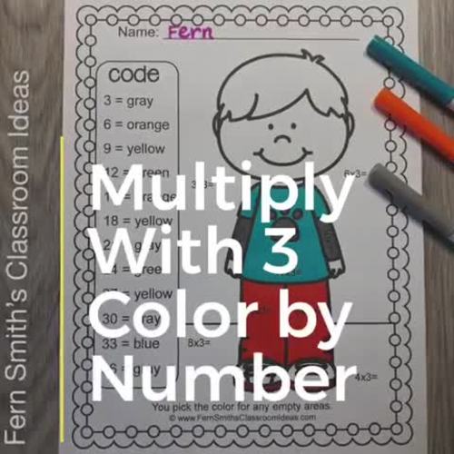 3rd Grade Go Math 4.3 Multiply With 3 Color By Number | TpT