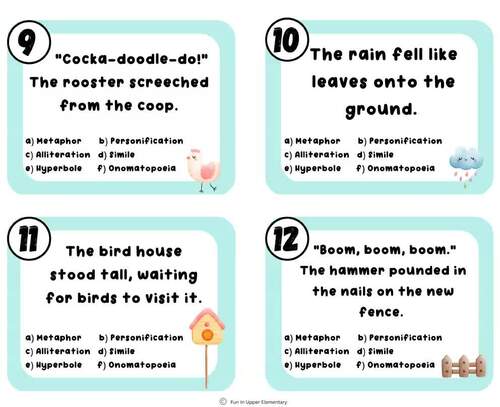 Spring Figurative Language Task Cards for 3rd, 4th, and 5th Grade