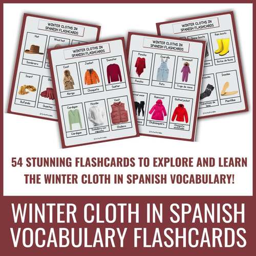 Winter Cloths in Spanish Bilingual Vocabulary Flashcards with Real ...
