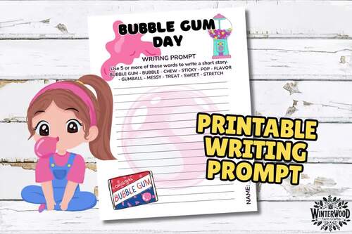 Bubble Gum Day Writing Prompt (2/6) | February 6 Food-Themed Creative ...