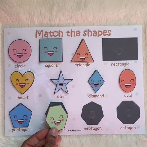 Shapes Matching Activity, Learn 2D Shapes, Montessori, Toddler Learning