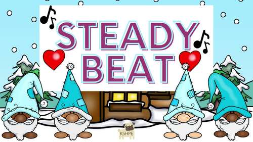 Rhythm Play Along Winter Gnomes, Music Flash Cards, Steady Beat Percussion