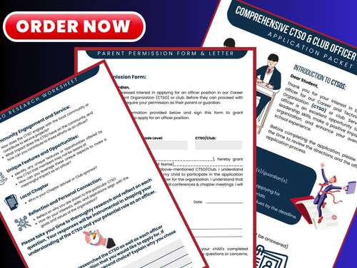 Comprehensive CTSO & Club Officer Application Packet by TEaCH WITH ME DR T