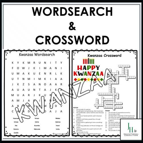 Kwanzaa Activity Word Search Crossword | Puzzles | Middle School | December