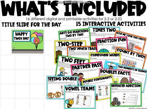 Twos Day Activities by Reagan Tunstall | TPT