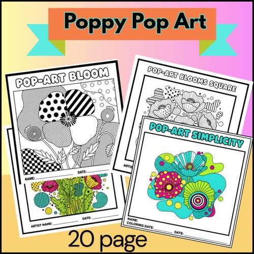 Veterans Day Memorial Day Remembrance Day Red Poppy Pop Art Activity