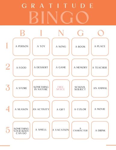 Gratitude Bingo for Kids | Bingo for Kids | Gratitude Game ...