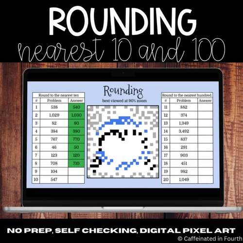 3rd/4th Grade Digital Rounding to the Nearest 10 and 100 Pixel Art ...