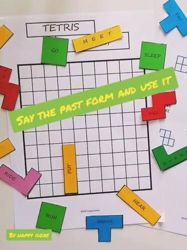 Irregular verbs Past Tense Game Tetris No prep option by Happy Ideas