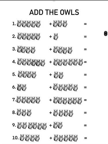 Add the owls 12 pages PDF Download by ABCN123 | TPT
