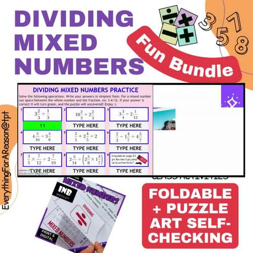 Dividing Mixed Fractions - Class Activities: Foldable+ Self-checking ...