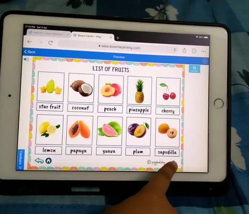 Match and learn the spelling of fruit names | Boom cards by Piggybooks