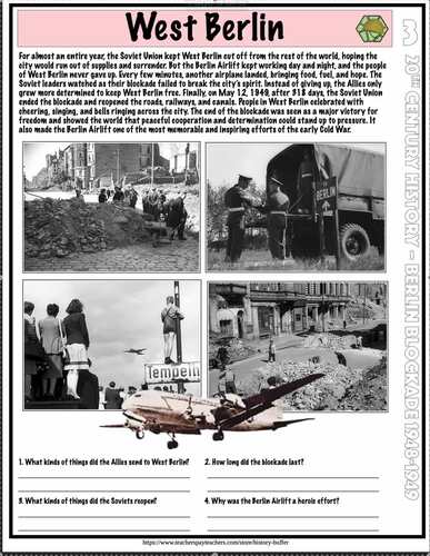 The Berlin Blockade 1948-1949 - (The Cold War) Game + 5 Worksheets 5th ...