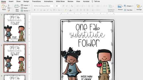 One Fab Substitute Folder | Editable by One Fab Teacher | TPT
