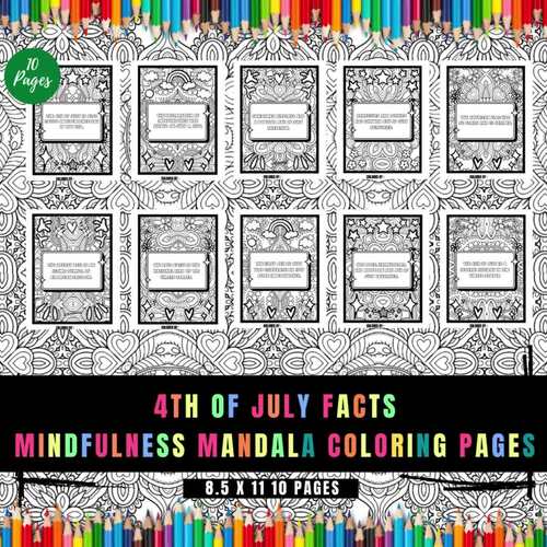 4th Of July Facts Sayings, Mindfulness Mandala Coloring Pages | TPT