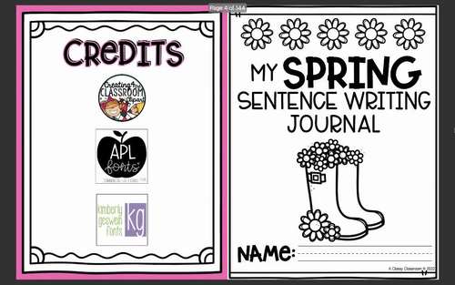 Sentence Writing with Visuals - Spring Pre-Primer Sentence Starters Journal