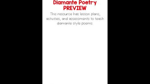 Diamante Poetry Writing Set | Printables + Power Point Lesson Poetry ...