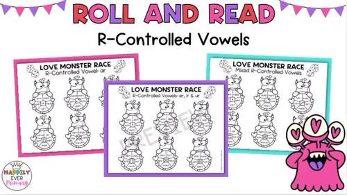 Valentine's Day Roll & Read Fluency Practice Games | R Controlled Vowels
