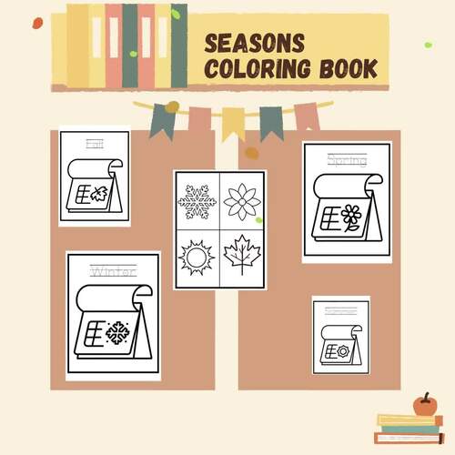 January winter coloring sheets | printable four seasons coloring book