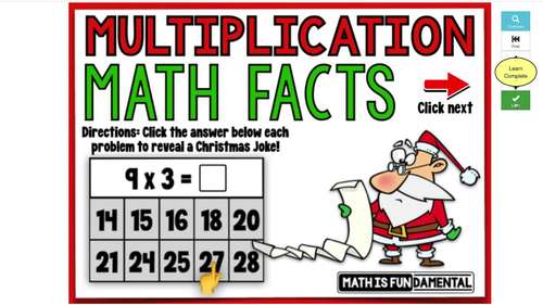 Multiplication Math Fact Practice | Boom Cards | Christmas Joke Puzzles