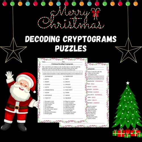 Christmas Decoding Cryptogram Puzzles - December Crack the Code Activities