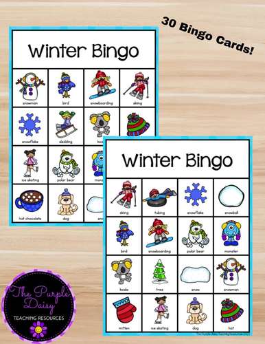 Winter Bingo Game by The Purple Daisy Teaching Resources | TpT