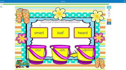 Summer Nouns Verbs Adjectives Sort Boom™ Cards by The British Kitty