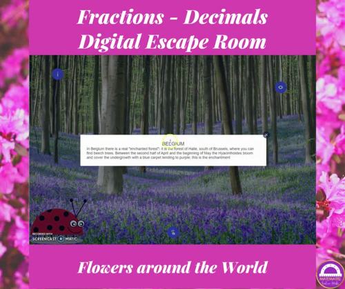 FREE Fractions to Decimals Flowers Around the World | Escape Room by ...