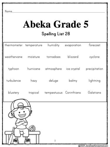 Abeka Spelling, Vocabulary & Poetry 5 - 5th Ed - List 28 - Weather ...