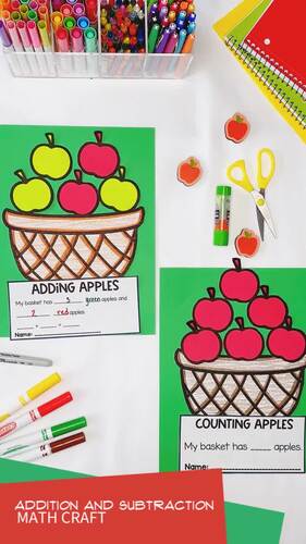 Addition and Subtraction Math Craft - Apple Basket Craft by Loving Math