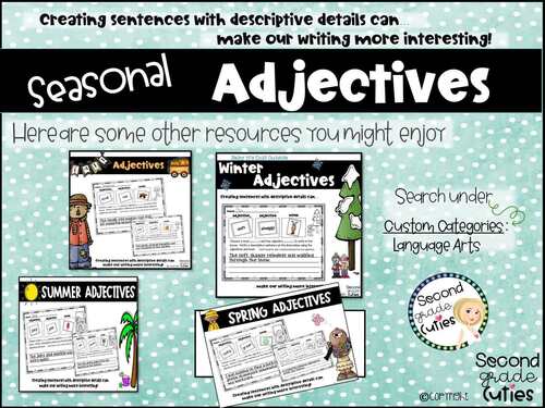 Spring Adjectives by Second Grade Cuties | TPT
