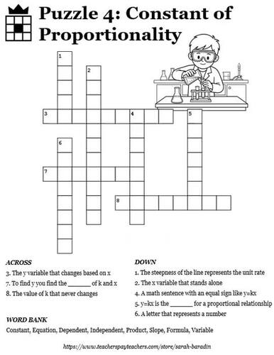 7th Grade Math Ratios & Unit Rates Crossword Puzzle With Word Banks