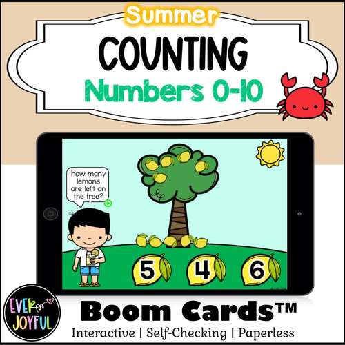 PreK Summer Math Boom Cards™ Counting Lemons Numbers 0-10 with GIFs