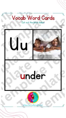 Kindergarten Vocabulary Cards | Letter U | Phonics | Writing | Reading