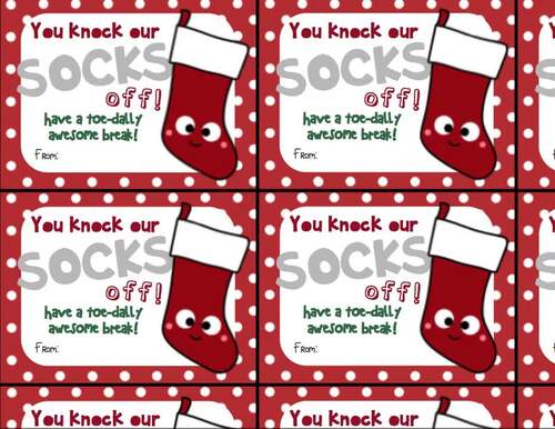 Christmas Stocking Winter Holiday Gift Tag- You knock my (our) socks off!