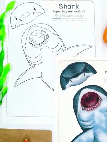 Shark | Paper Bag Puppet | Printable Craft | Sharks by Simply Schoolgirl