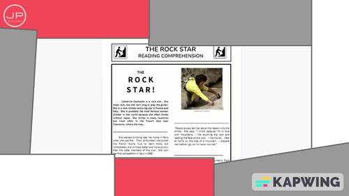 Reading Comprehension and Grammar THE ROCK STAR by Joyful Plans | TpT