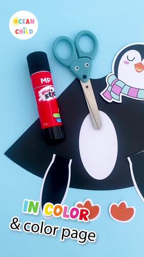 Printable Penguin Color Cut Glue Kids Craft Template Winter Artic ...