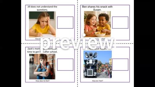 Identifying Feelings | Cut Paste Emoji Activity | Task Cards with Real ...