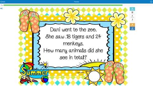 Summer Math 2-Digit Addition Word Problems Boom Cards by The British Kitty