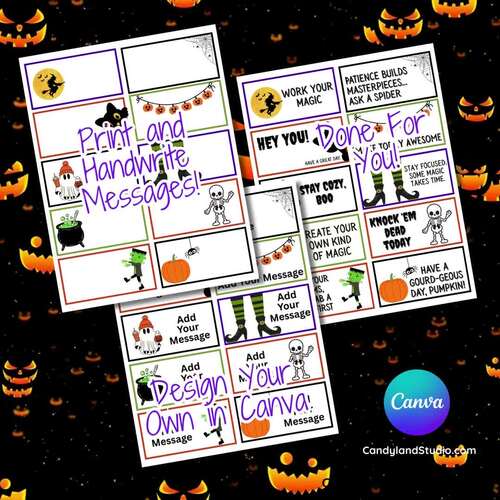 October Halloween Classroom Notes + Canva Template, Motivational ...