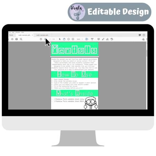 Editable Maths Mental Rainbow Facts AND Plus One AND Plus Two | TPT