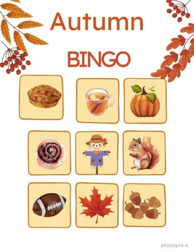 Preschool Autumn Bingo 9 Squares/ 5 different boards by plizziepre-k
