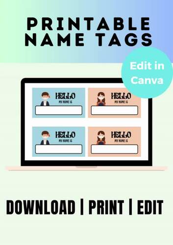 Cute Printable Student Name Tags with Canva Template by Nerrie Petremetre