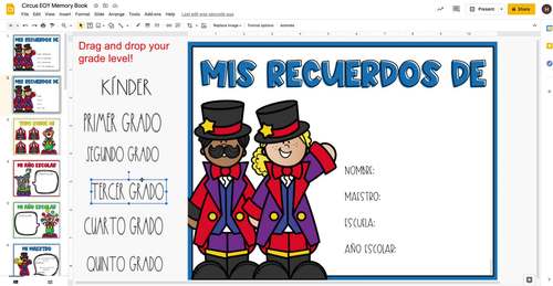 Digital Memory Book in SPANISH | Circus Theme by MM Bilingual | TpT
