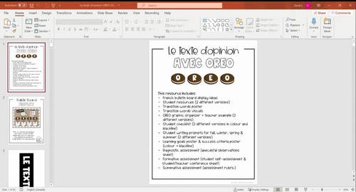 Le texte d'opinion O.R.E.O. / French Opinion Writing Strategy | Écriture
