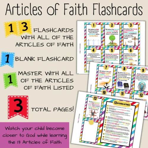13 Articles of Faith Flashcards for Kids | Printable LDS Scripture Cards