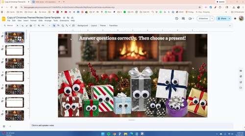 Christmas Themed Review Game Template - Up to 30 Questions in Google Slides