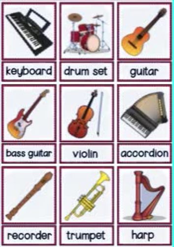 MUSICAL INSTRUMENTS - Picture + Word Cards (ESL/EFL) by My Teaching Factory